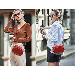 Ainifeel Women's Genuine Leather Lightweight Small Crossbody Bags Dome Wallet Purse Hobo Bags (Small 8'' (W) x 2.75''(D) x 7''(H), Dark red 1069)