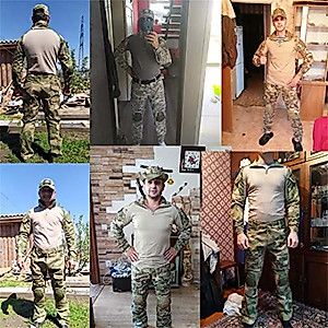 Hcclijo Men Combat Knee Tactical Military Army Trousers Hiking Camouflage Pants Ruin Gray XL