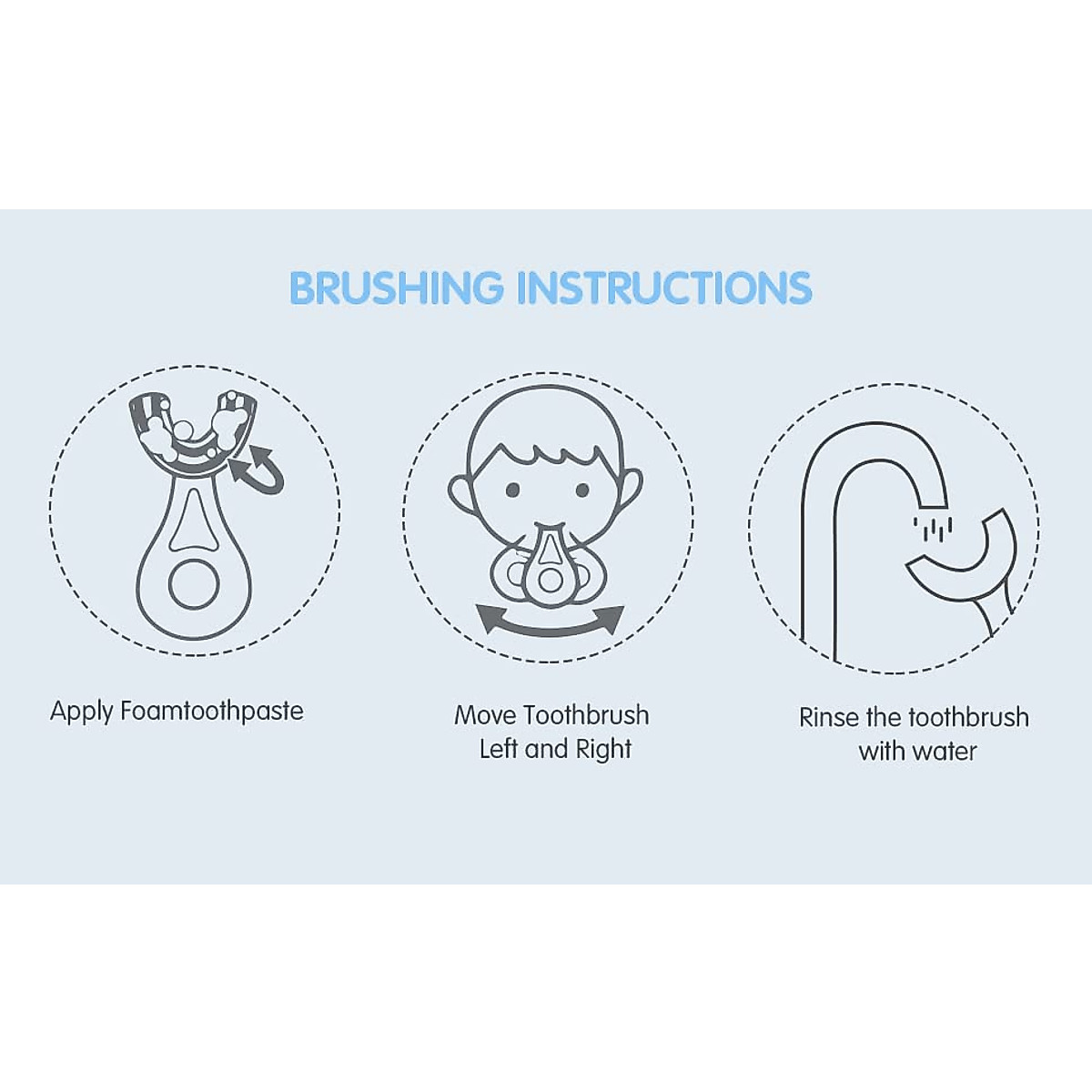 [2PC] Kids U Shaped Tooth Brush Safe Brushing For Teeth and Gums with Silicone Soft Tongue Scraper Cleaner [Ages 2-6] Blue