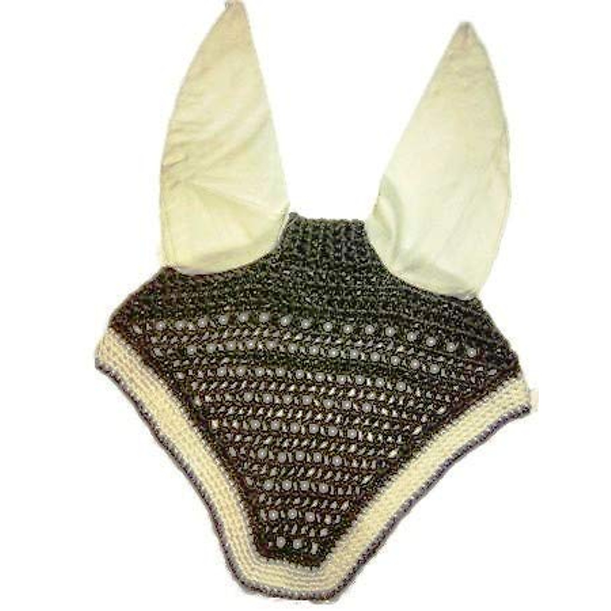 Avani Creations Horse Ear Net Crochet Fly Veil Equestrian Fly Bonnet/Veil/mask Standard Size