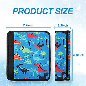 Frienda 4 Pcs Kids Car Seat Belt Cover Car Seat Straps Shoulder Pads Soft Seat Belt Cushion Cartoon Dinosaur Planet Belt Cover Pad for Children Boys Girls