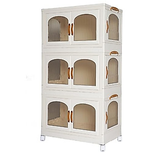 Stackable Storage Bins with Lids,Closet Organizer Collapsible Storage Bin with Door & Wheels Trunk Car Folding Storage Containers Box for Bedroom Kitchen Office Clothing Storage