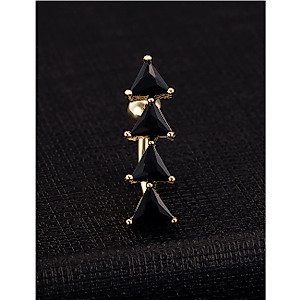 Reverse Belly Button Ring - Surgical Steel CZ Pave Navel Rings 18k Gold Plated for Women/Men - Top Down Belly Piercing Jewelry