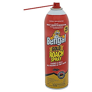 Bengal Gold Roach Spray, Odorless Stain-Free Dry Aerosol Killer Spray with Insect Growth Regulator, 11 Oz. Aerosol Can