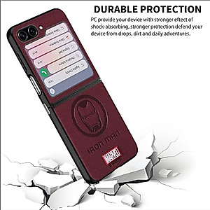 IRON SPIDER Case for Samsung Galaxy Z FLIP 5 5G, with Superhero character Compatible Galaxy Z FLIP 5 5G Leather Case WINE RED