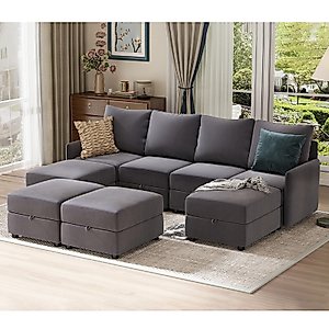 COMHOMA Convertible Sectional Sofa for Living Room, Free Combination L/U Shaped Sofa with Storage Chaise for Living Room, Apartment and Small Space 8 Seaters(4+4)