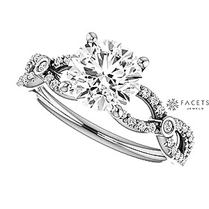 FACETS JEWELS 2.35 TCW Colorless Round Cut Moissanite Diamond Side Stone Engagement And Wedding Ring For Woman Valentine Gift