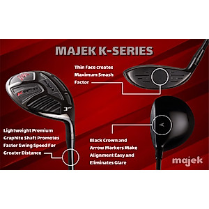 Men's Majek K-Series High Launch 460cc 12.5° Driver and 3 5 Fairway Wood Set Golf Clubs, Right Handed Ultra Forgiving Stiff Flex Graphite Shaft