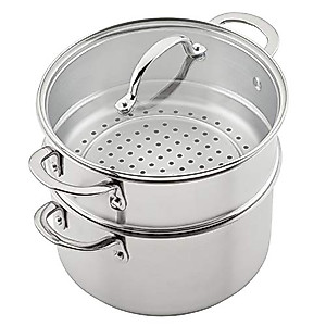 Rachael Ray Professional Stainless Steel/Hard Anodized Nonstick Cookware Pots and Pans Set, 11 Piece, Gray and Silver