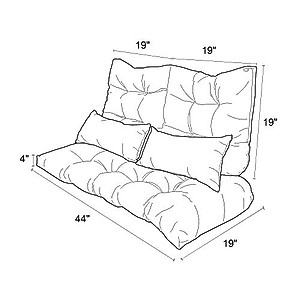 ARTPLAN Outdoor Cushions Loveseat All Weather Chair Cushions Bench Cushions Set of 5 Wicker Tufted Pillow for Patio Furniture