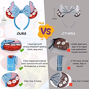 UNSPAZ Mouse Ears Headband, Sequin Mouse Ears for Women Girls Boys, Hamemade Soft Bow Headband for Cosplay Party Decorations Hair Accessories(ST Red)