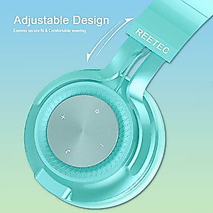 REETEC Wireless Bluetooth Headphones Over-Ear - [40 Hrs Playing Time, Soft Protein Earpads] Foldable HiFi Stereo Wireless Headphones with Microphone, Deep Bass Headset for Phone, PC, iPad - Mint Green