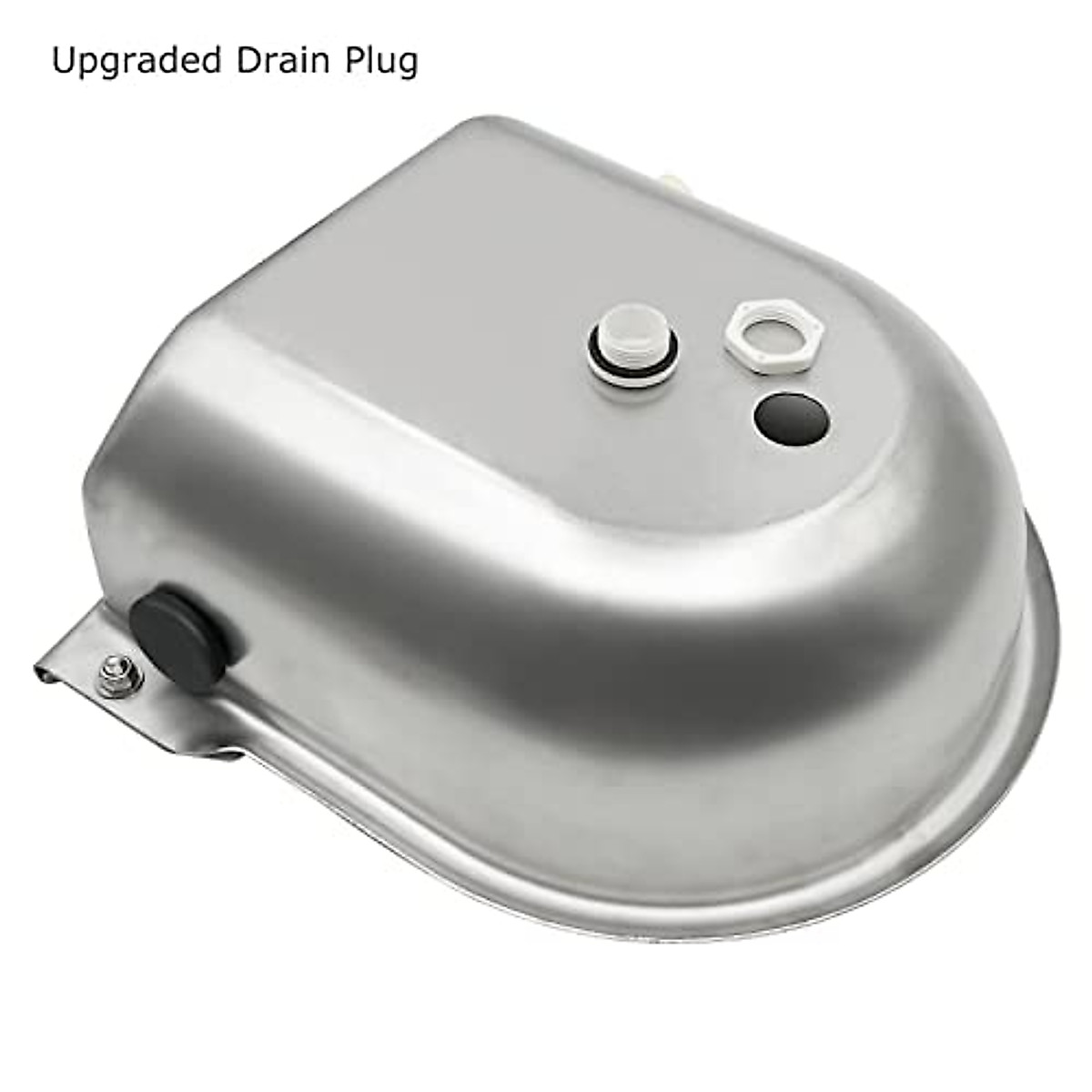 ZHEQOGZH Stainless Steel Automatic Waterer Bowl with Float Valve Upgraded Drain Plug and Braided Hose, Auto Float Water Bowl Dog Water Trough for Livestock Goat Pig Waterer