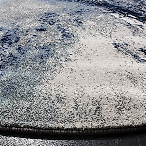 SAFAVIEH Galaxy Collection 8' Round Blue/Grey GAL117M Modern Abstract Non-Shedding Living Room Dining Bedroom Foyer Area Rug