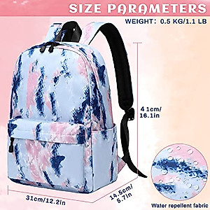 Lohol Lightweight Galaxy Backpacks for Teen Kids Girls Teens, Water Resistance Daypack for Travel, School (Tie dye Blue)
