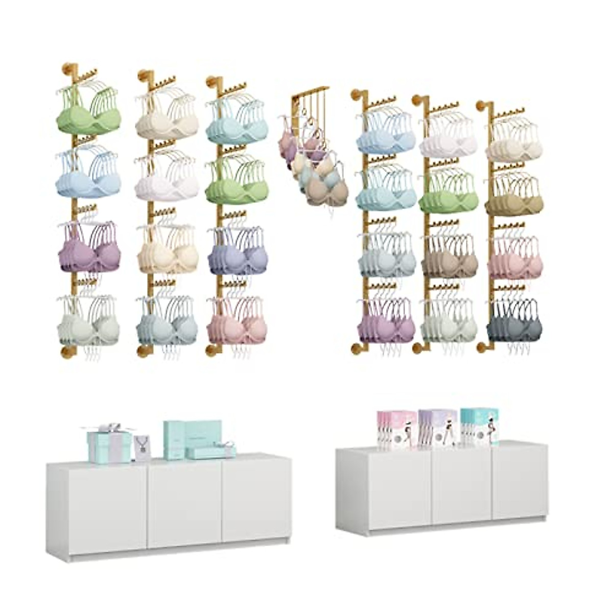 Boutique Underwear Metal Display Rack, Wall Mount Combination Underwear Rack Modern Creative Clothes Display Rack, Bra Shorts Swimwear Retail Store Display Hanger, for Farmers Markets, Boutiques