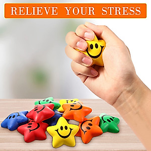 Civaner 60 Pcs Star Smile Face Stress Balls Mini Star Foam Balls Smile Funny Face Toys Relief Star Smile Balls for School Carnival Reward Student Prizes Party Favor Toy, 5 Colors