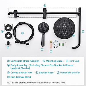 SOKA 9 Inch Rain Shower Head with Handheld Shower Head Bathroom Rain Shower System Dual Shower Combo 3-Setting Handheld Sprayer with Shower Hose Bathroom Shower Faucet Set with Slide Bar Matte Black