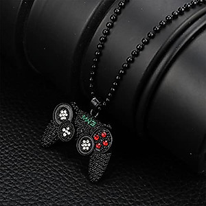 HUASAI Game Controller Necklaces Promise Pendant Necklace Bff Friendship Necklace for Her Game Console Couples Necklace(Black)