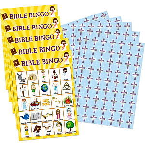 Fancy Land Bible Bingo Game for Vacation Bible School 24 Players for Kids Christian Sunday Church