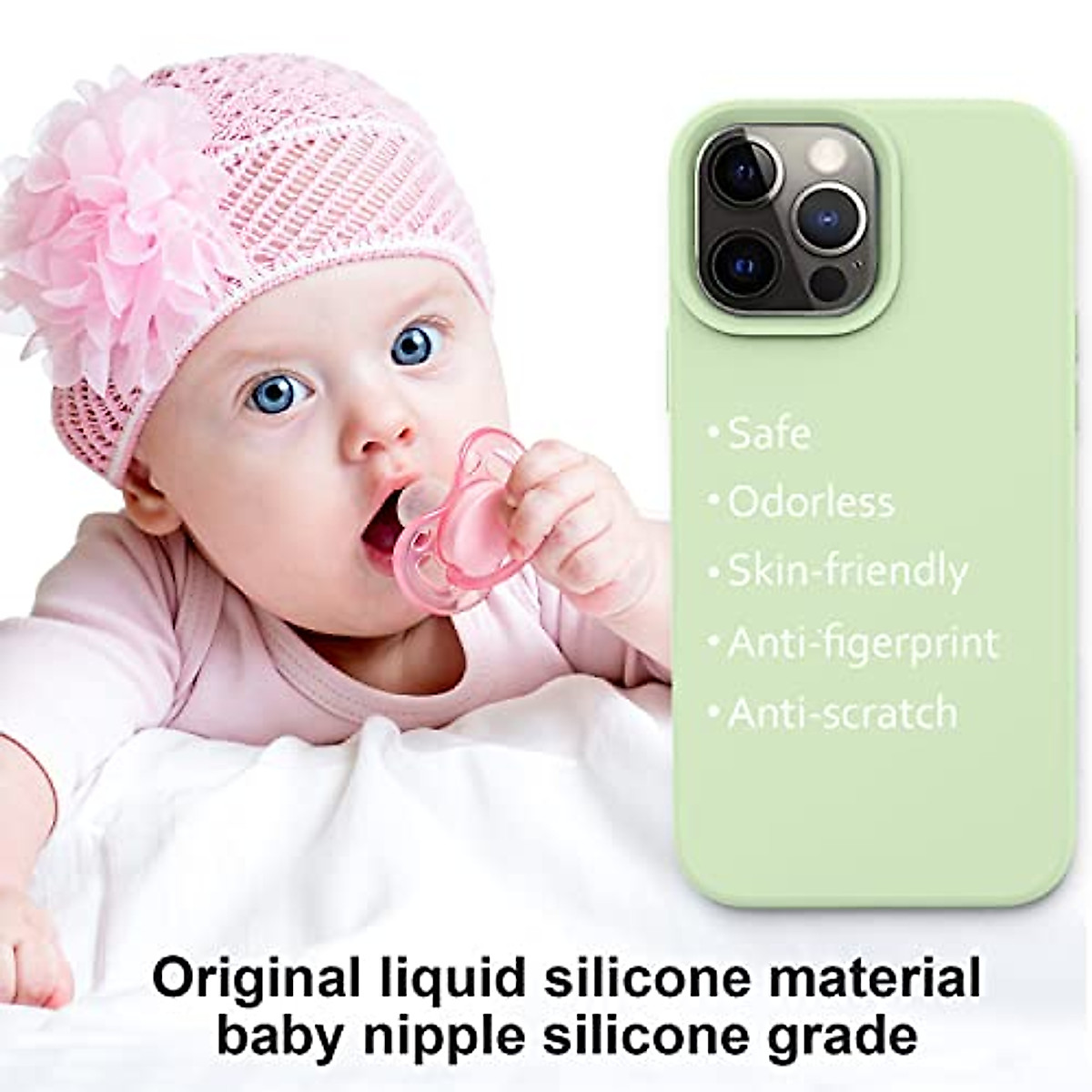 Vooii Compatible with iPhone 12 Pro Max Case, Soft Liquid Silicone Full Body Protective Slim Case with [Anti-Scratch Microfiber Lining] [Camera Protective] [Support Wireless Charging] - Matcha