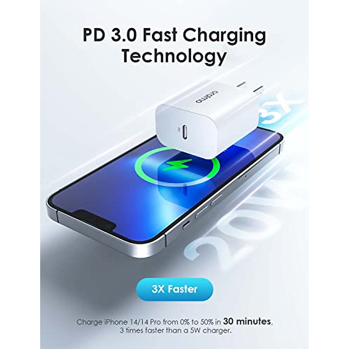 [2-Pack] USB C Wall Charger, oraimo Charger Block 20W, PD Fast Charging Power Adapter Plug for iPhone 14/13/12/11 Pro Max, Mini, Pro XR, Galaxy, Pixel 4/3, iPad/iPad Mini and More (White)