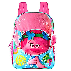 Trolls Backpack and Lunch Bag Set - 16” Trolls Poppy Backpack Bundle with Water Pouch, Stickers | Trolls Backpack for Girls