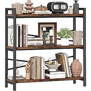 Book Shelf, 3 Tier Bookshelf 31.49" Width, Book Shelf Storage and Organization, Wooden and Metal Industrial Bookcase, Large Book Shelves for Home Living Room Bedroom Office Storage(Vintage)