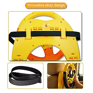 RedCrab Steering Wheel Car Driving Simulated Toy with Light and Music for Kids, Pretend Driving Seat Toys,Baby Electric Early Learning Educational Toys for Boys and Girls(Yellow)