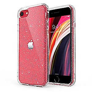 ULAK Compatible with iPhone SE 3 2022 Case, iPhone SE 2020 Case, Clear Glitter Soft TPU Cover Shockproof Protective Phone Case Compatible with iPhone SE 2nd 3rd/iPhone 7/iPhone 8 4.7 Inch Clear