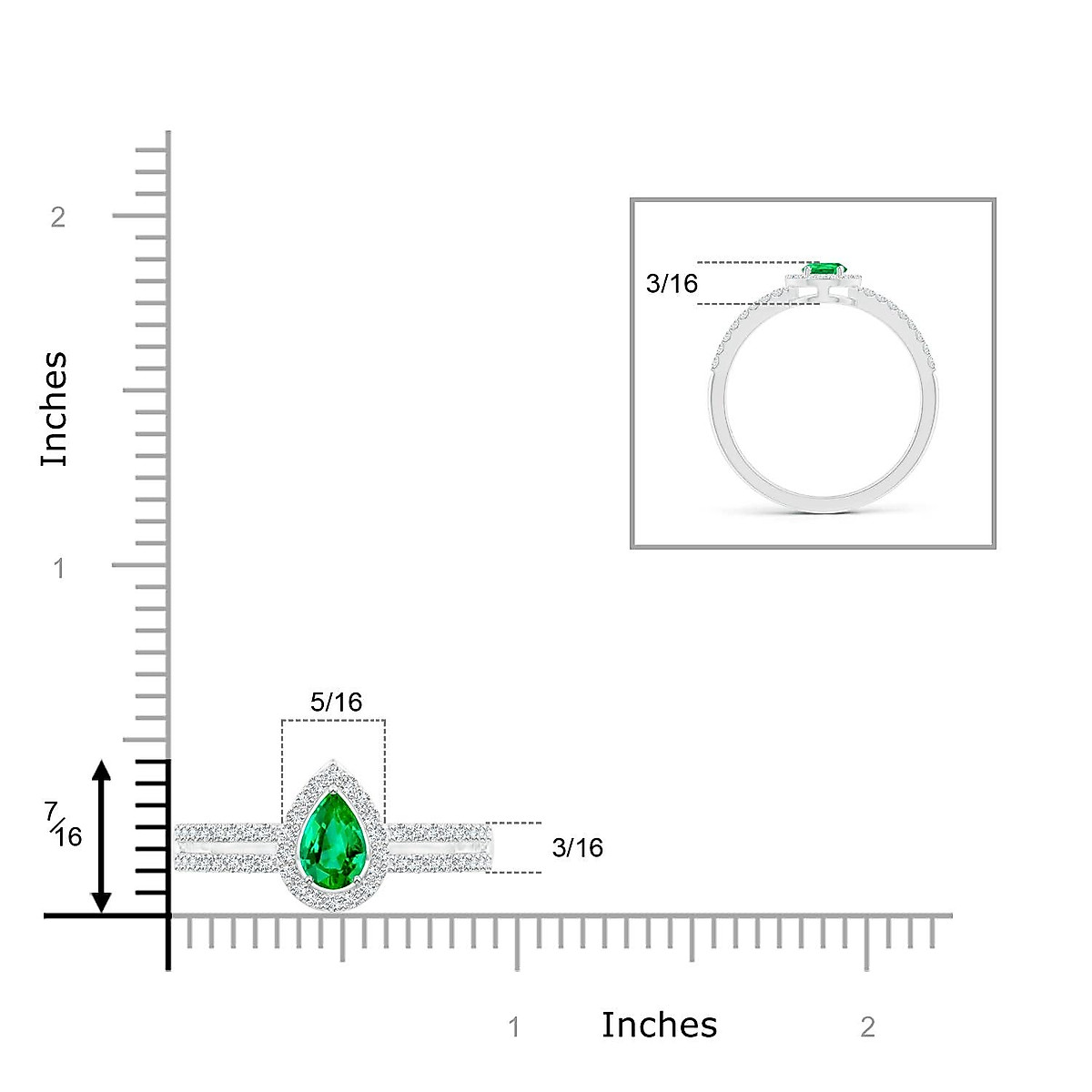 Angara Natural 0.35 Ct Emerald and 0.25 Ct Diamond Halo Ring for Women in 14K White Gold (Grade-AAA | Size-6x4mm) | May Birthstone, Birthday, Engagement, Anniversary Jewelry Gift For Women