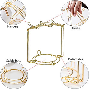 SJORHNUS Tea Cups Holder,Gold Metal Coffee Cup Tea Cups Rack,Foldable Organizer for Coffee Cup Spoon and Saucers