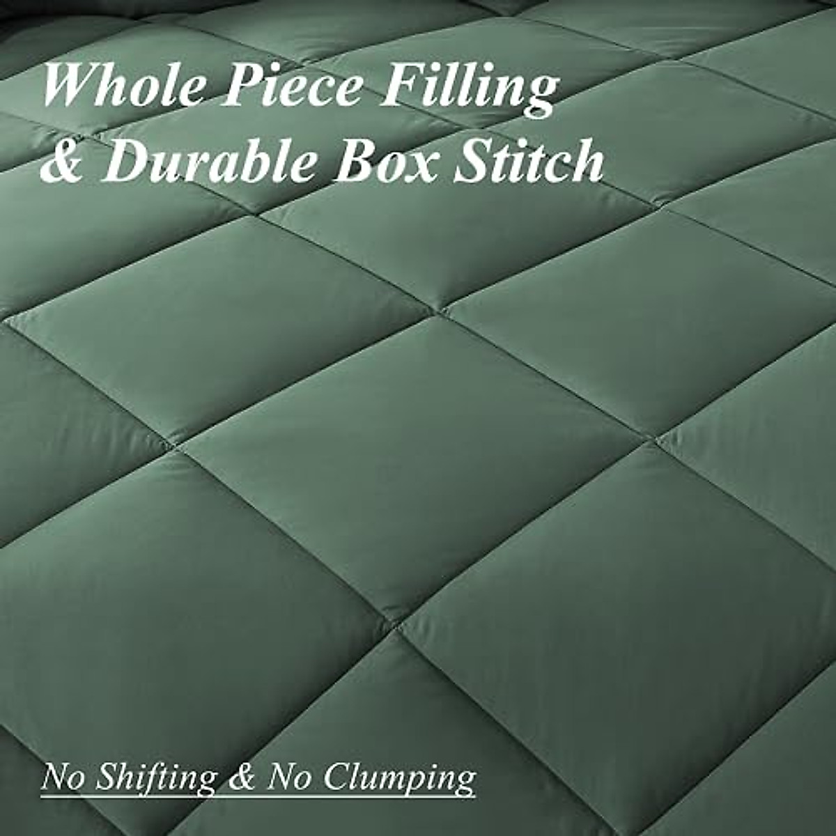 ELNIDO QUEEN Queen Comforter Set - Green All Seasons Bedding Comforters & Sets with 2 Pillow Cases - 3 Pieces Bed Set - Down Alternative Comforter Set- Bedding Comforter Sets Queen Size (88x92 inch)