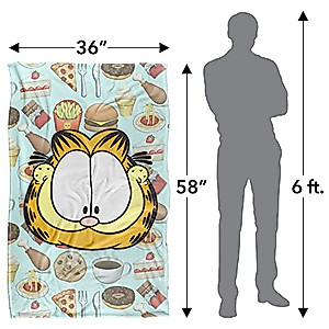 Garfield Blanket, 36"x58", Cat Food Silky Touch Sherpa Back Super Soft Throw