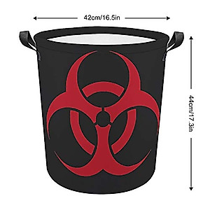 Red Symbol Biohazard Radioactive Laundry Basket Hamper Bag Dirty Clothes Storage Bin Waterproof Foldable Collapsible Toy Organizer for Office Bedroom Clothes Toys Gift Basket