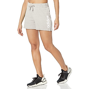 adidas Women's Essentials Linear French Terry Shorts, Medium Grey Heather/White, X-Large