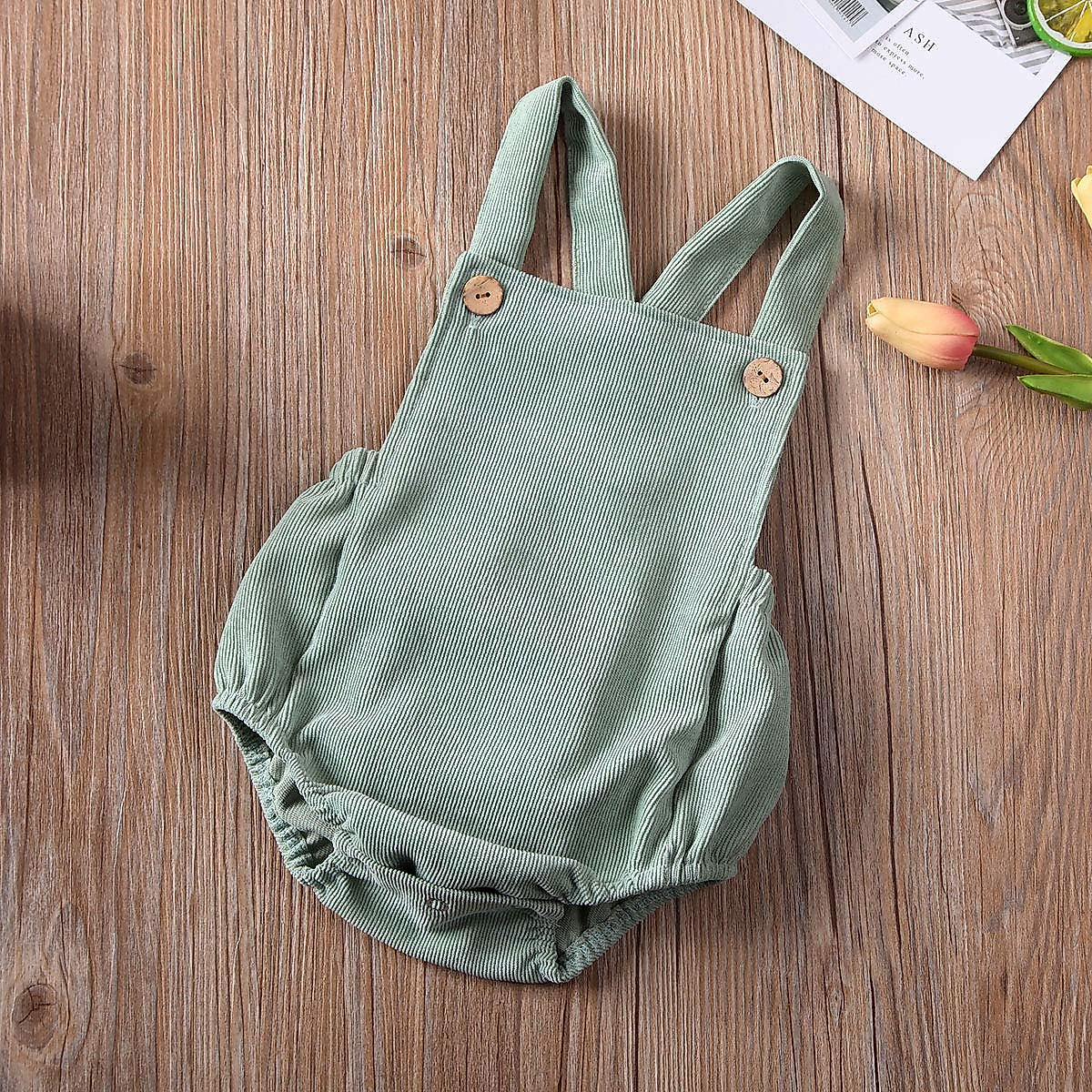 COORALLY Newborn Infant Baby Boy Girl Corduroy Romper Sleeveless Jumpsuit Backless Overalls Outfit (12-18 Months, C-Green)