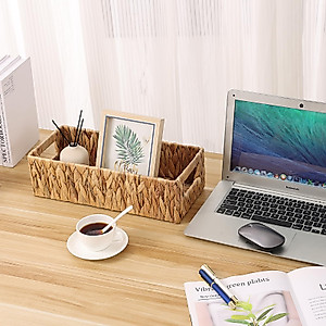 HNFNGSZL Wicker Toilet Basket Tank Topper, Storage Basket Wicker Baskets for Organizing, Storage Bins for Countertop, Toilet Paper Storage Basket for Toilet Tank Top, Set of 2