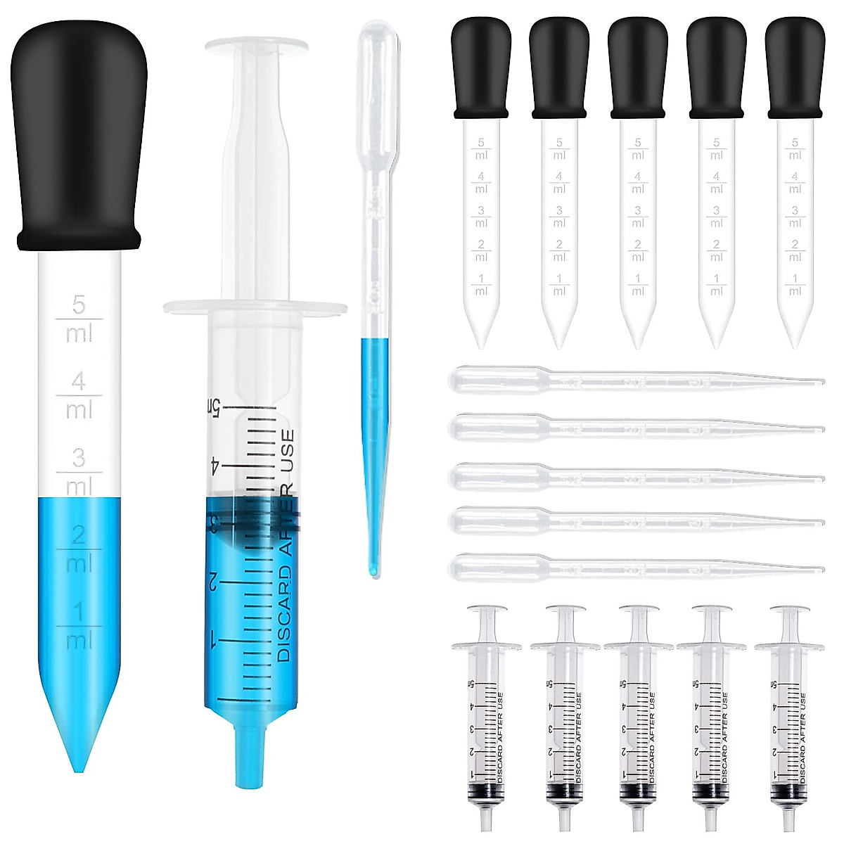 18Pcs Liquid Dropper, Silicone Candy Dropper 5Ml Droppers for Candy Molds, Clear Silicone Eye Dropper Pipettes for Kids, Gelatin Maker & Halloween Christmas Crafts Projects