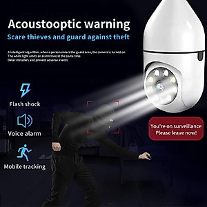 Security Camera, Full-HD 1080P 360° Panoramic 2.4G&5Ghz Wireless WiFi Camera,LED Light Bulb Camera with Infrared Night Vision & Motion Detection & 2-Way Audio Home Camera for Baby/Elder/Pet +32GB