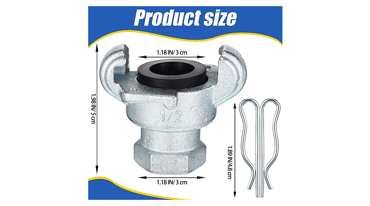 Therwen 1/2'' NPT Universal Chicago Air Hose Fittings - 4 Sets