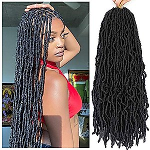 SamBraid 24 Inch 7 Packs New Soft Locs Crochet Hair for Black Women, for Natural Butterfly Locs Style Crochet Hair, Black Curly and Pre -Looped Faux Locs Crochet Hair (24 Inch, 7Packs, 1B)