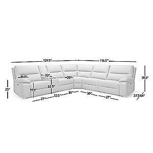 Jennifer Taylor Home Malibu 130" Modern Power Motion 6-Piece Reclining Corner Sectional with Cup Holders
