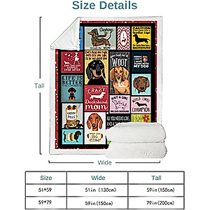 Ultra Soft 3D Printed Blanket Dachshund Dog Pattern Cozy Microfiber Plush Sherpa Blanket 2 Sizes Warm Fuzzy Throw Blanket for Kids and Adults Throws Blankets (Style02, 150cm x 200cm(59'' x 79''))