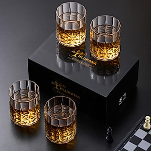 Hlukana Unbreakable Plastic Whiskey Glasses Set of 6, 14 Oz Old Fashioned Glasses for Scotch Cocktail Rum Bourbon Vodka Liquor, Unique Gifts for Men, Reusable, Clear, BPA-free, Dishwasher Safe