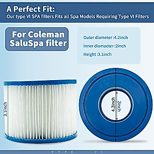SKTLBB Type vi spa Filters for Coleman hot tub Filters and Other Inflatable hot tubs requiring Type VI Filters, 4.2 x 3.1 inches (4 pcs)