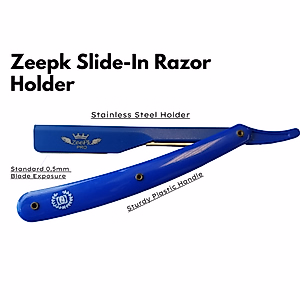 Barbero Cuchilla Barber Razor Navaja Straight Clean Shave Free Blades Salon Shaving Classic Stainless Steel (Blue Razor Holder)
