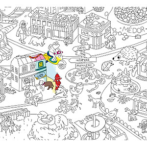 OMY Omy Giant Coloring Poster, Animal Life, 40 x 28 inches, Coloring Fun for Kids, Adults, and The Whole Family, White and Black