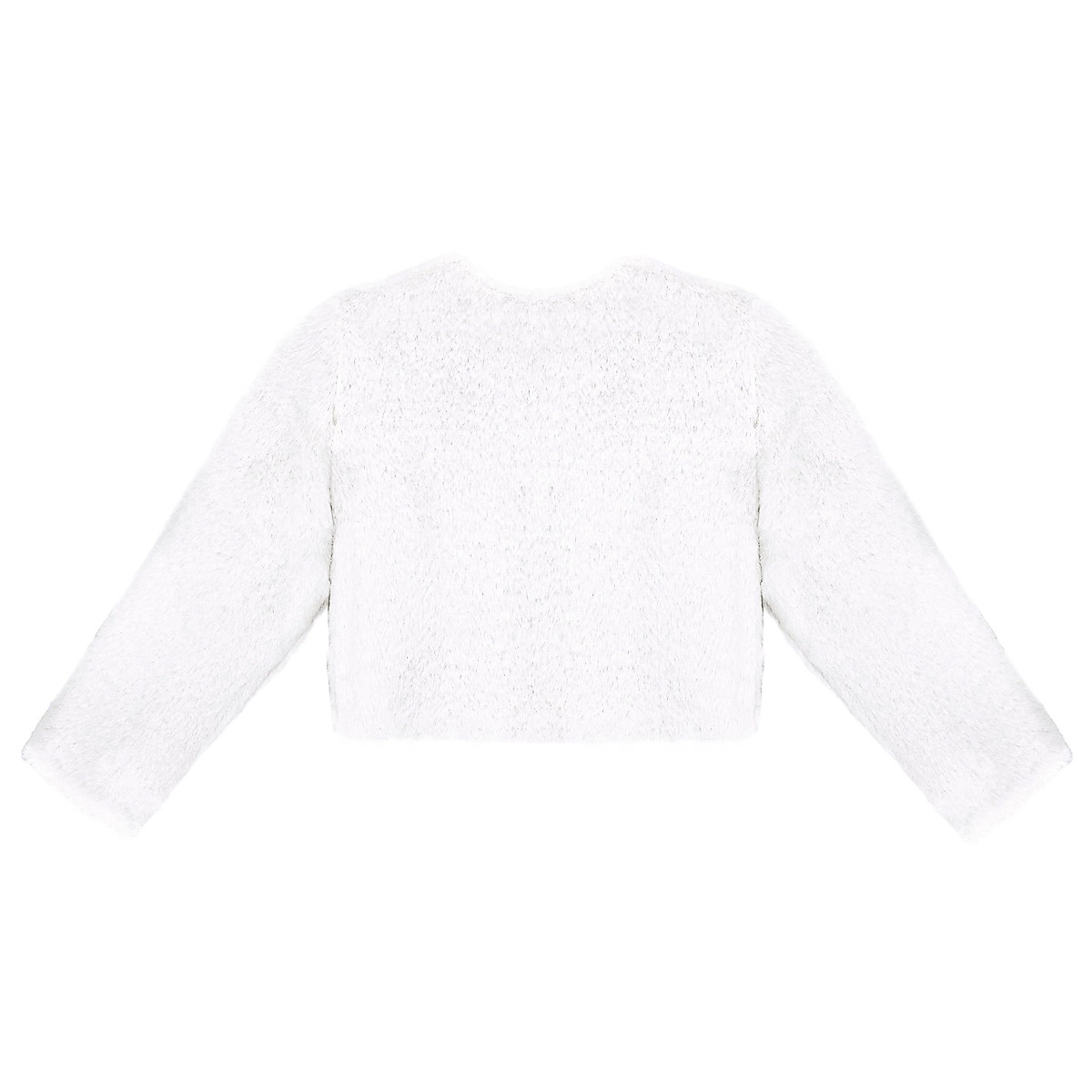 Lilax Girls Cozy Faux Fur Bolero Shrug Long Sleeve Crew Neck Dress Coat 5T White