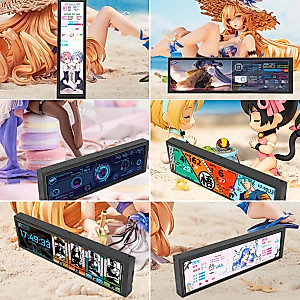 PC Sensor Panel Display Temperature Monitor, 8.8in USB Mini Screen, AIDA64 PC CPU GPU Data Monitor for Win RPi Linux, PC Temperature Display for PC ARGB Computer Case